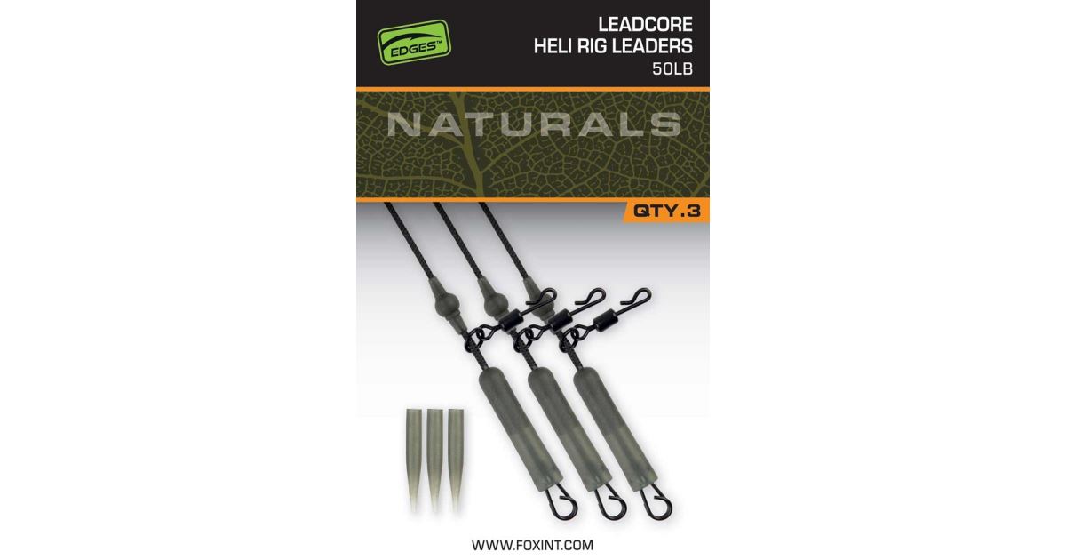 Fox Montáž Naturals Leadcore Heli Rig Leaders 75 cm 3 ks 50 lb