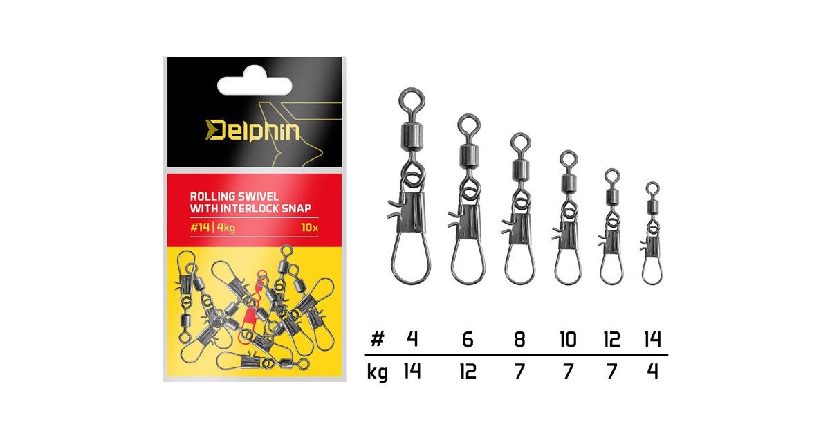 Delphin Karabinka S Obratlíkem Rolling Swivel With Interlock Snap 10 ks ...