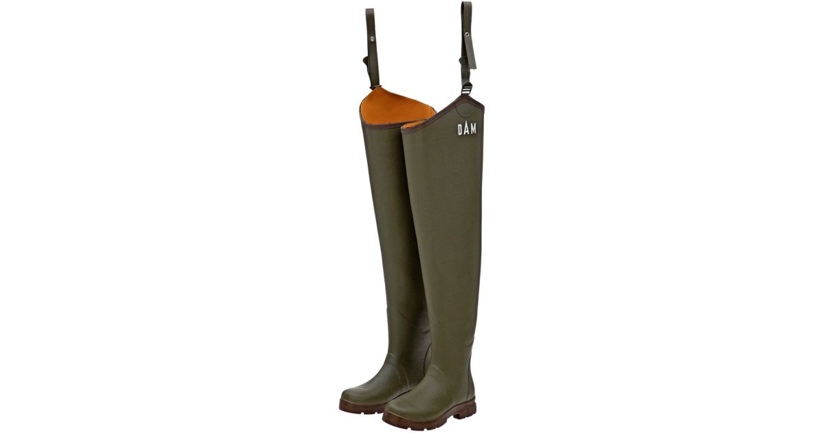 Dam Broďáky Flex Rubber Hip Wader Bootfoot Cleated Green - 46