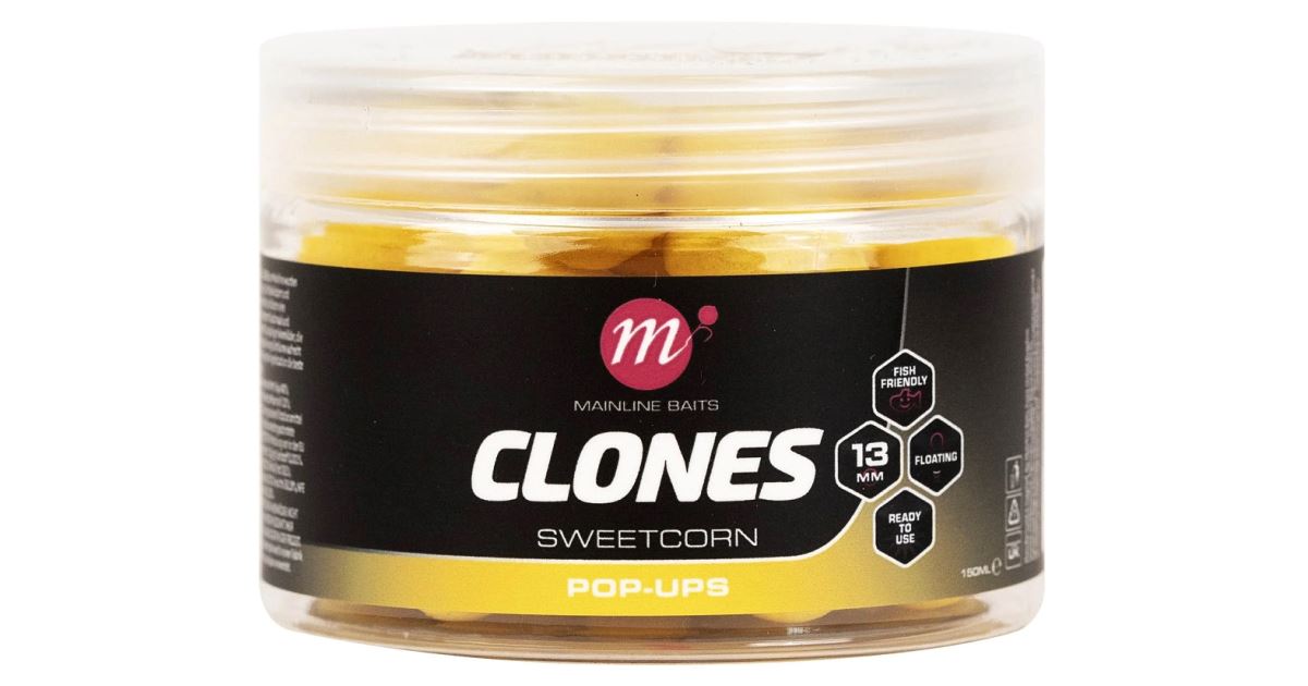 Mainline Plovoucí Boilies Clones Pop Ups 13 mm 150 ml Sweetcorn